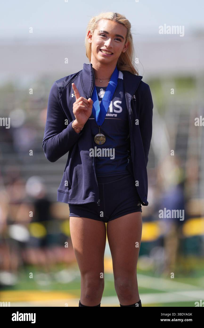 Transgender athlete AB Hernandez of Jurupa Valley poses with gold medal ...