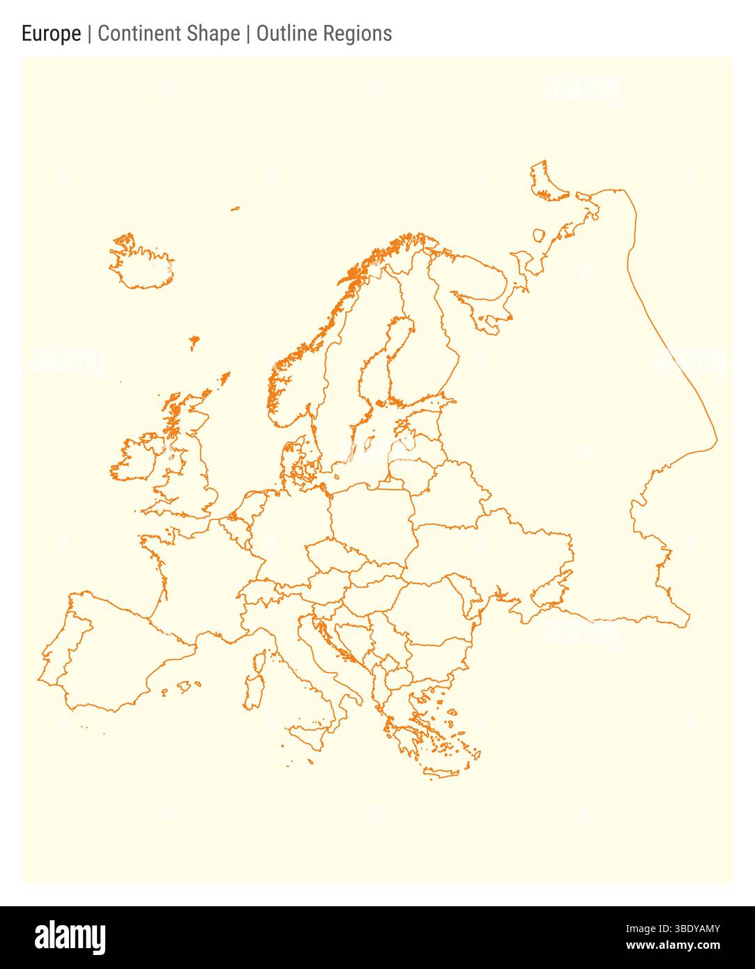 Europe. Simple vector map. Continent shape. Outline Regions style. Border of Europe. Vector ...