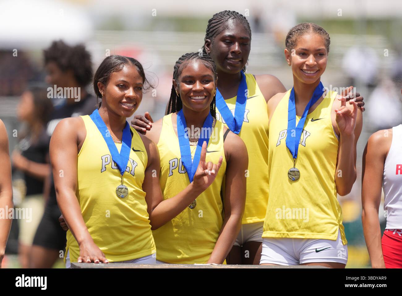 Moorpark, United States. 24th May, 2025. Members of the Long Beach Poly ...