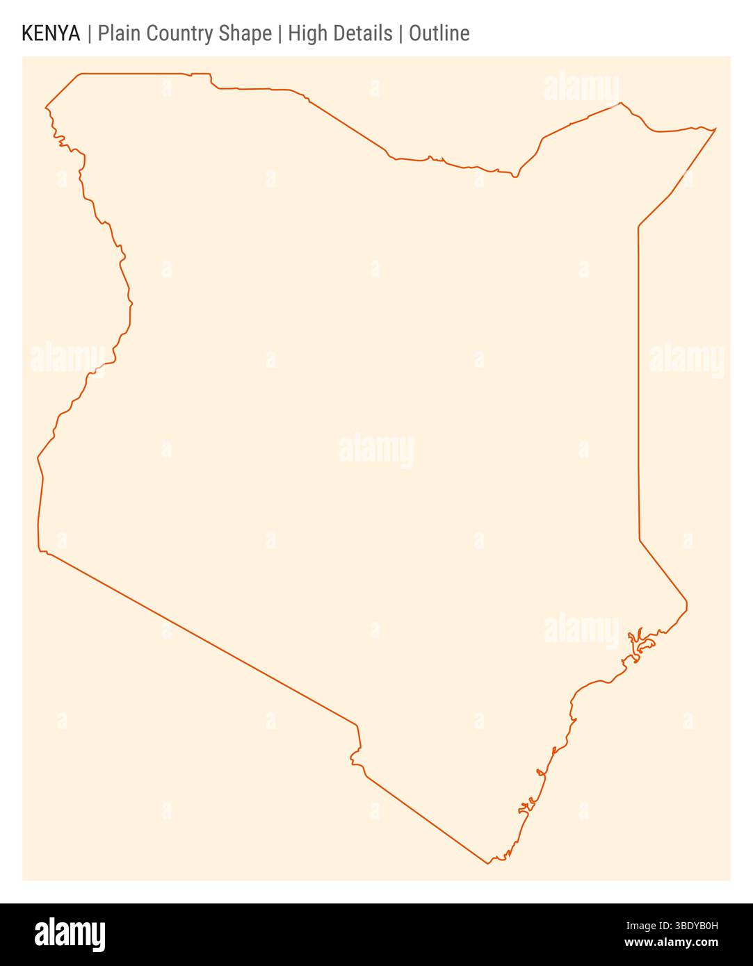 Kenya plain country map. High details. Outline style. Shape of Kenya. Vector illustration Stock ...