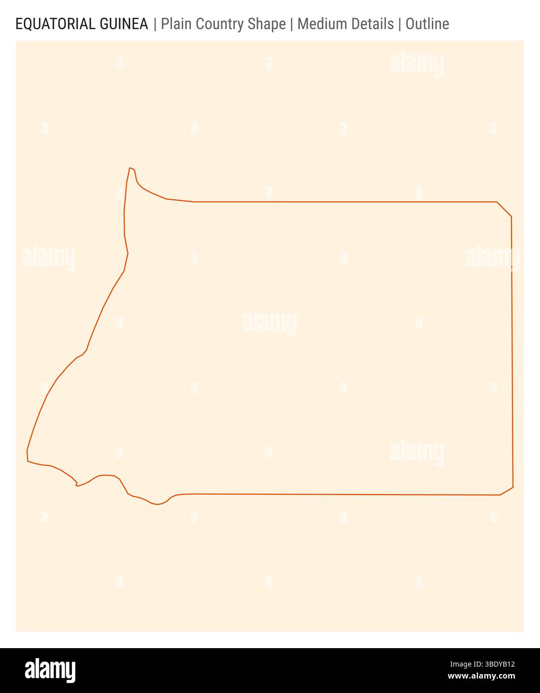 Equatorial Guinea plain country map. Medium details. Outline style ...