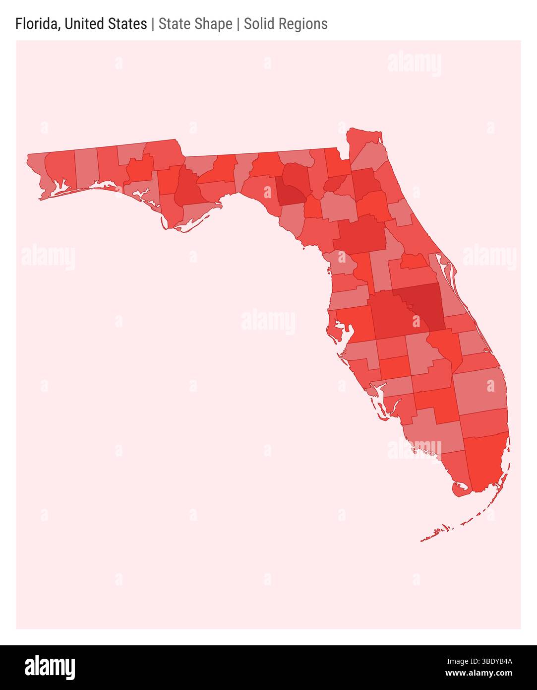 Florida, United States. Simple vector map. State shape. Solid regions ...
