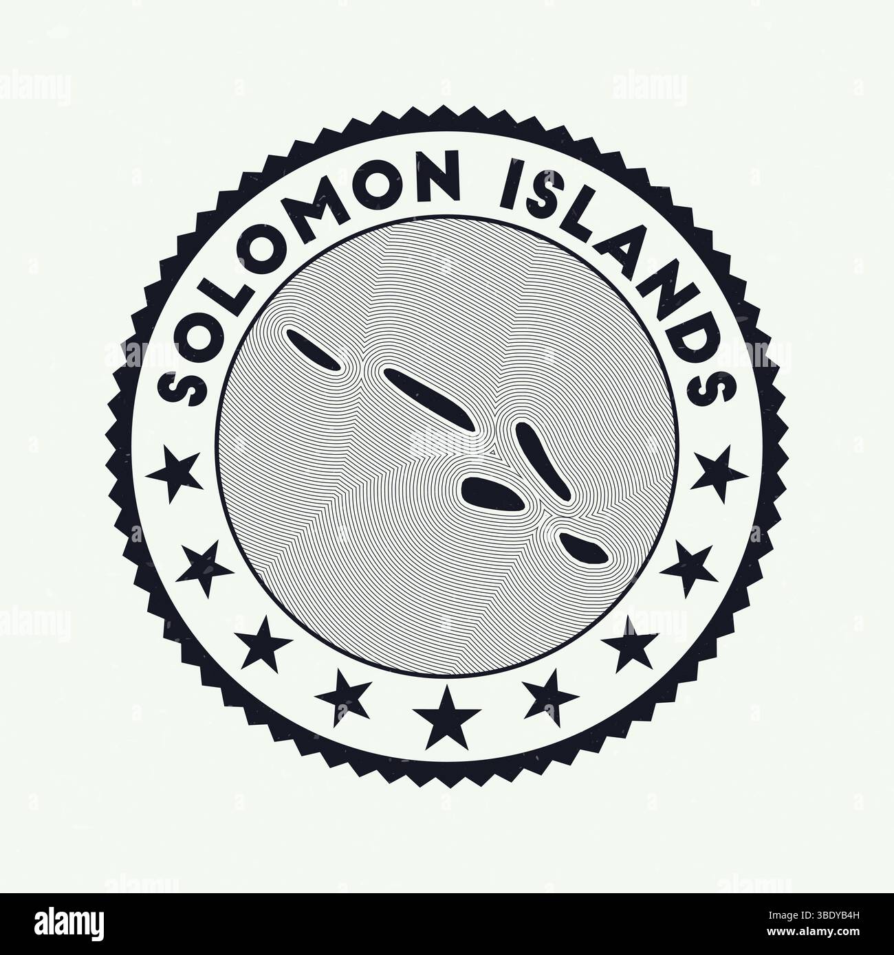 Solomon Islands emblem. Country round stamp with shape of Solomon ...