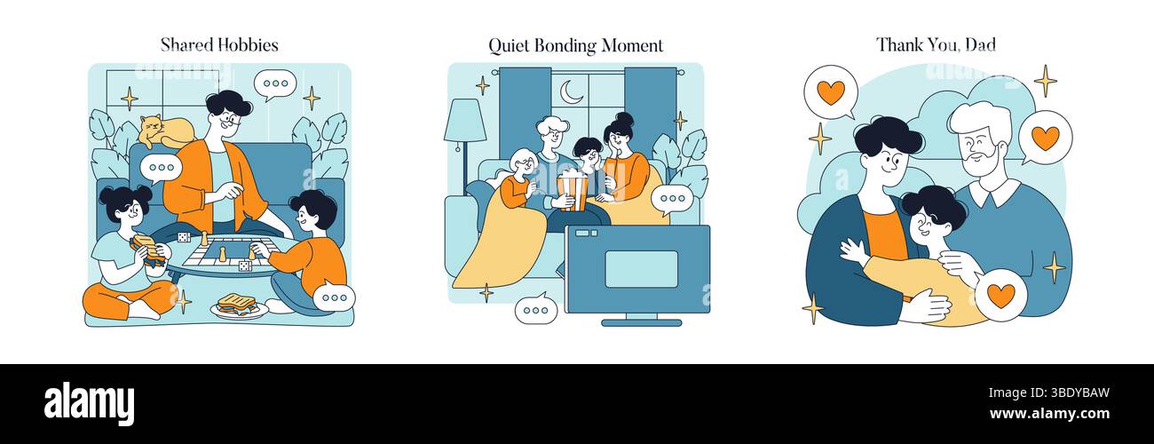 Vector illustration showcasing family enjoying board games, cozy ...