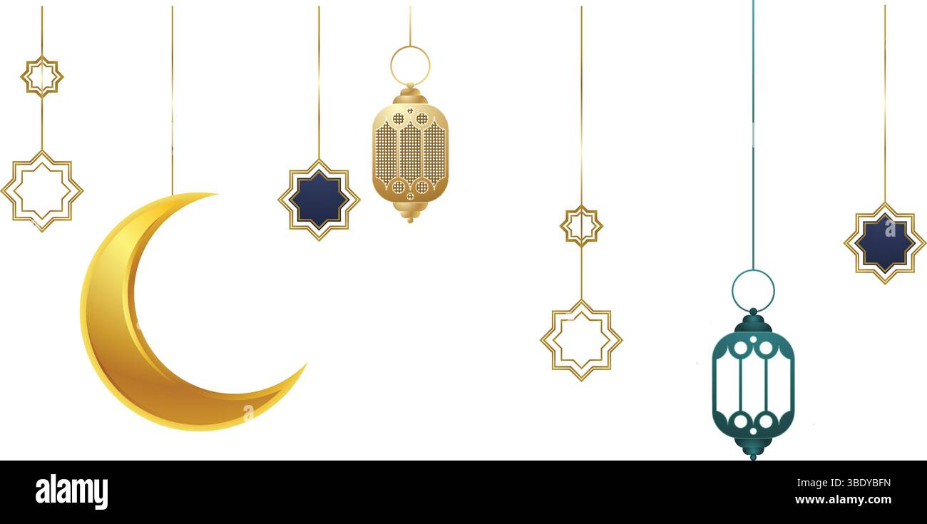 laylat al qadr night with crescent moon stars and mosque illustration ...