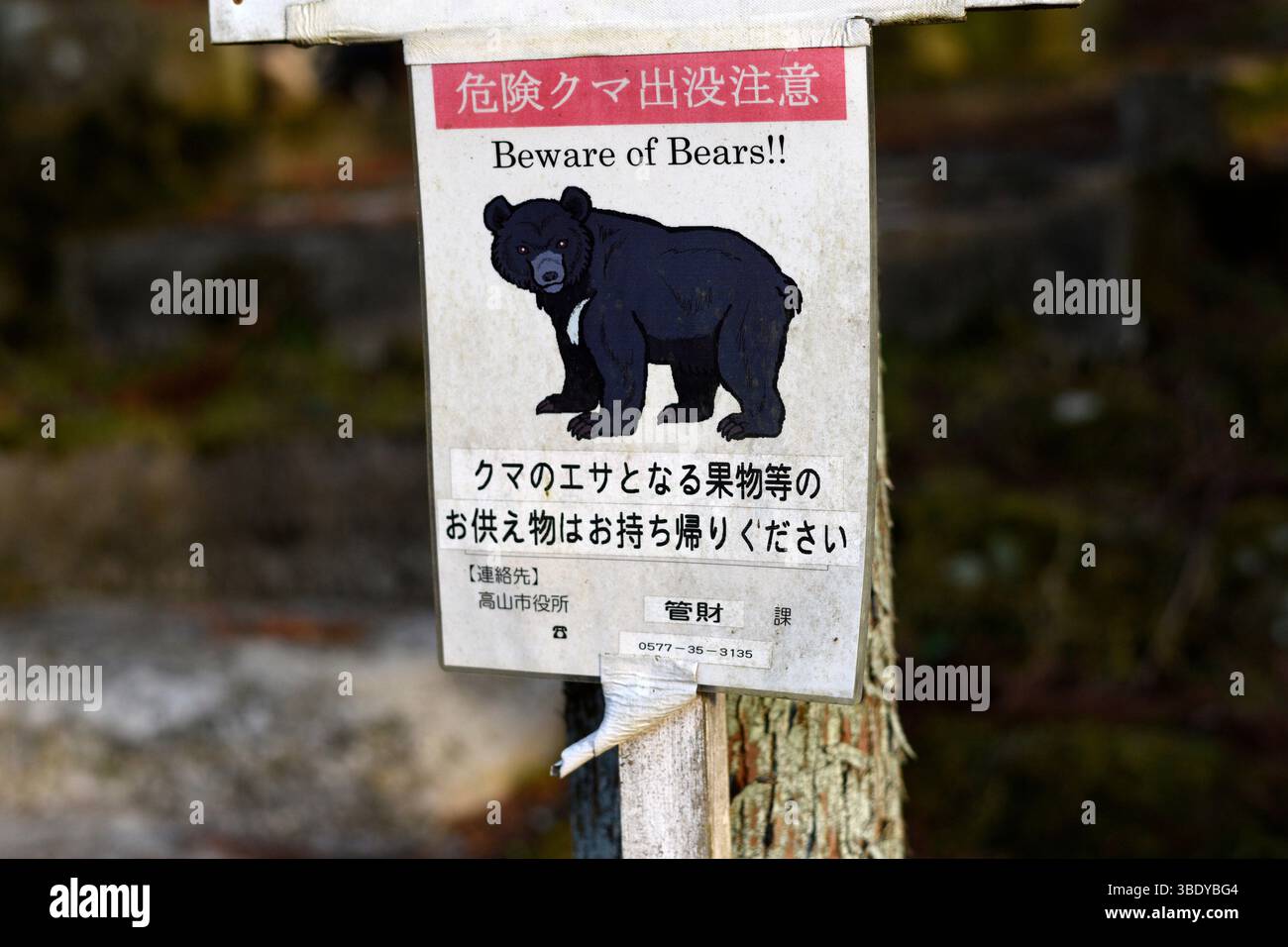 Bear warning sign,Takayama,Japan,Asia Stock Photo - Alamy