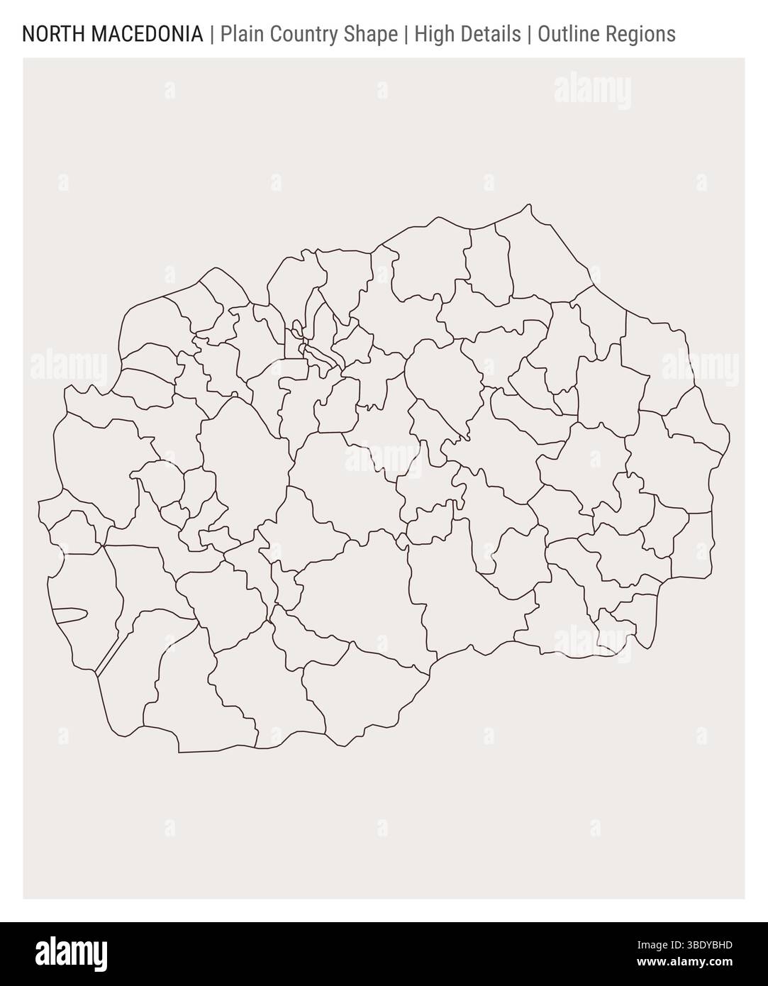 Macedonia plain country map. High details. Outline regions style. Shape ...