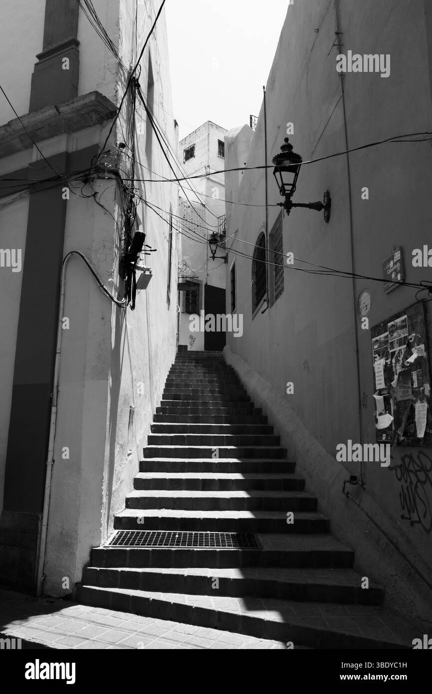Guanajuato City, Mexico - May 30th 2016: A long staircase ascends ...