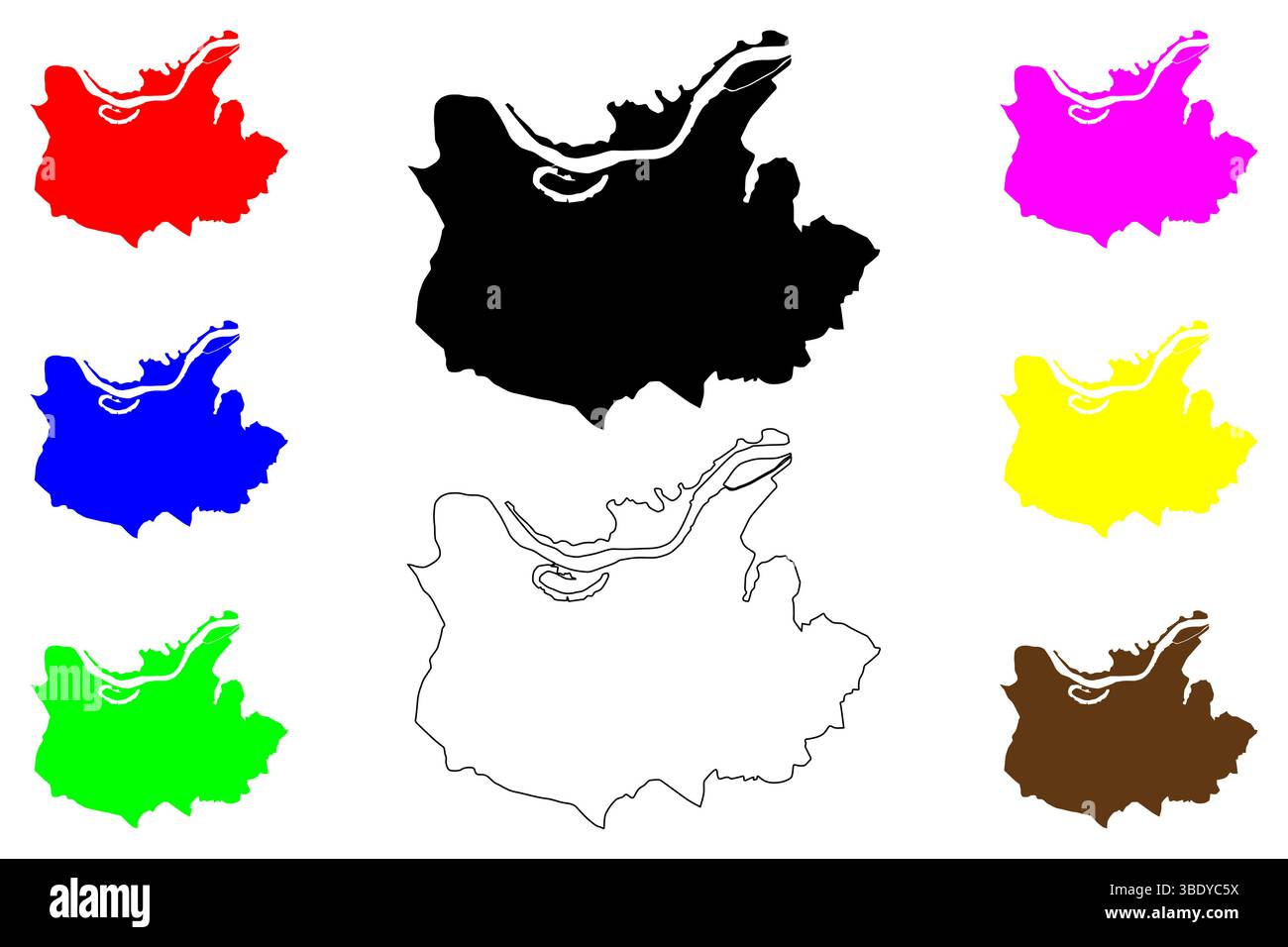 Jambi city (Republic of Indonesia, Region Sumatra) map vector illustration, scribble sketch ...