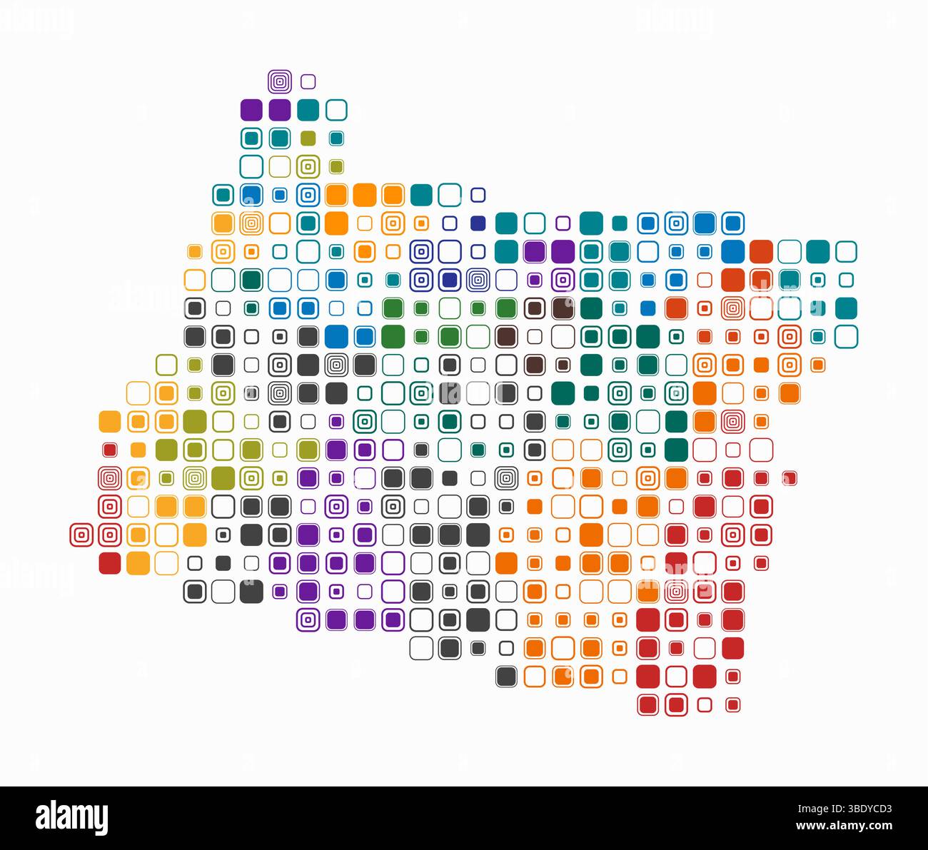 Oregon, shape of the state build of colored cells. Digital style map of ...