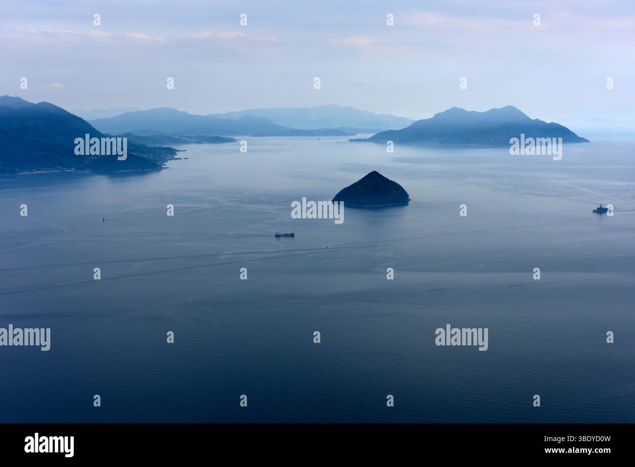 Panorama of Seto Inland Sea in Japan as seen from Mt. Misen at Miyajima ...