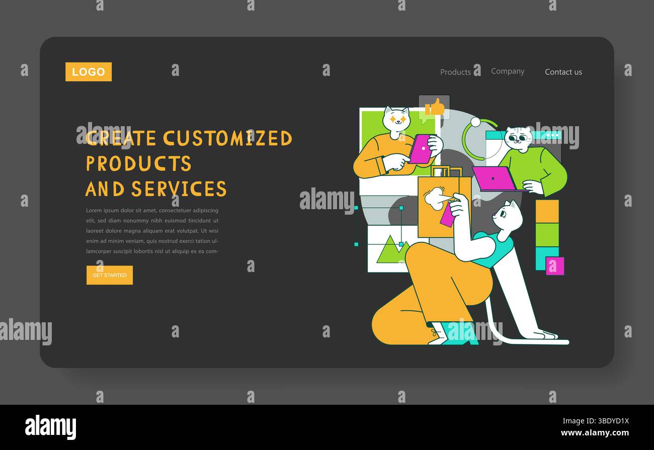 Product Marketing Cat illustration. Creative workspace with cats ...