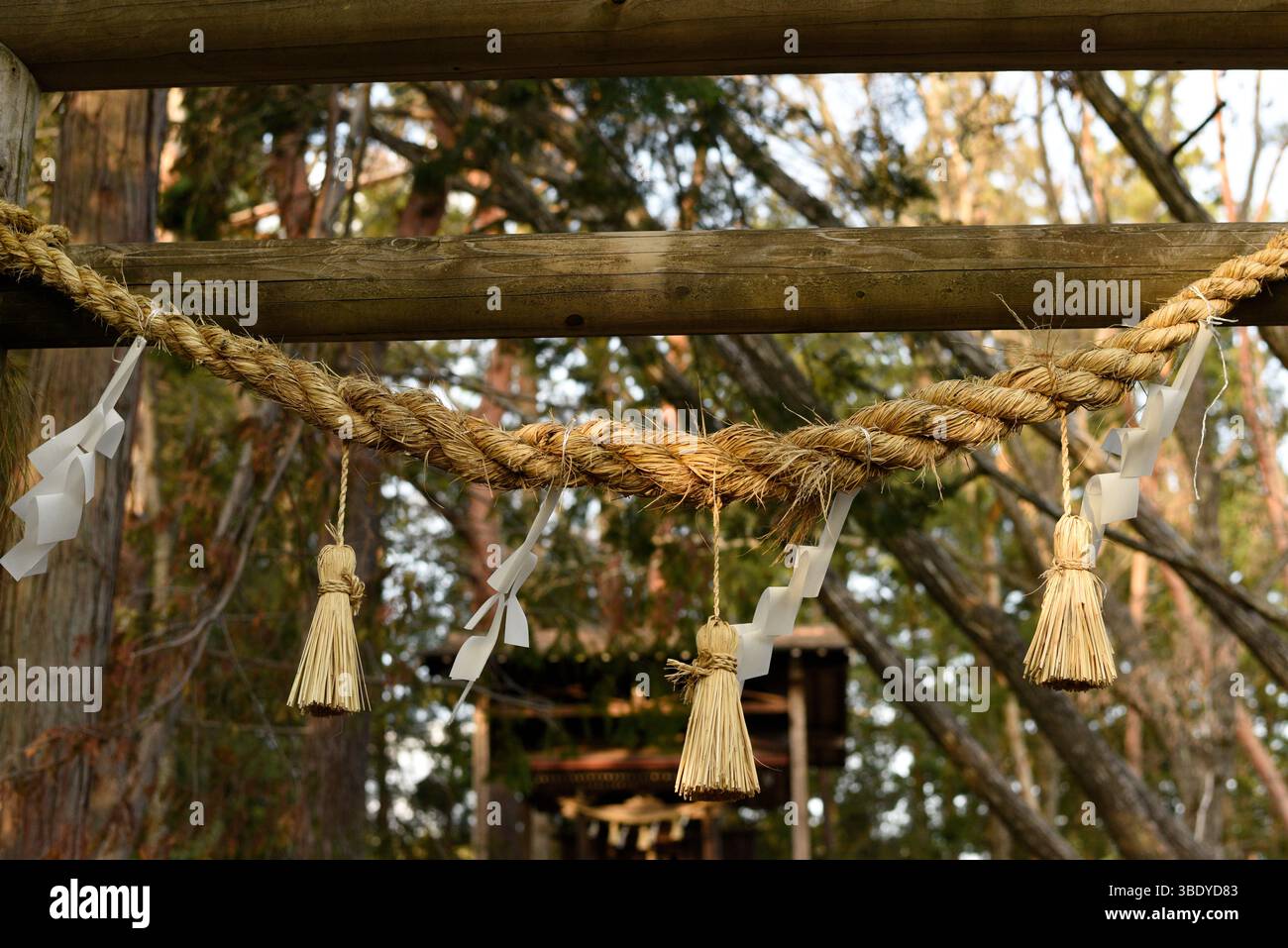 Shinto Shrine with Shimanawa or sacred straw rope in Takayama,Japan ...