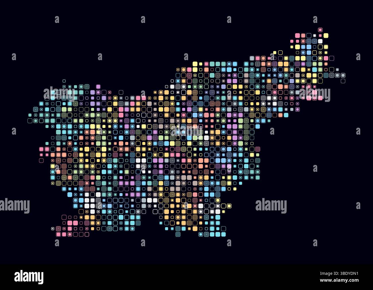 Slovenia, shape of the country built of colored cells. Digital style ...