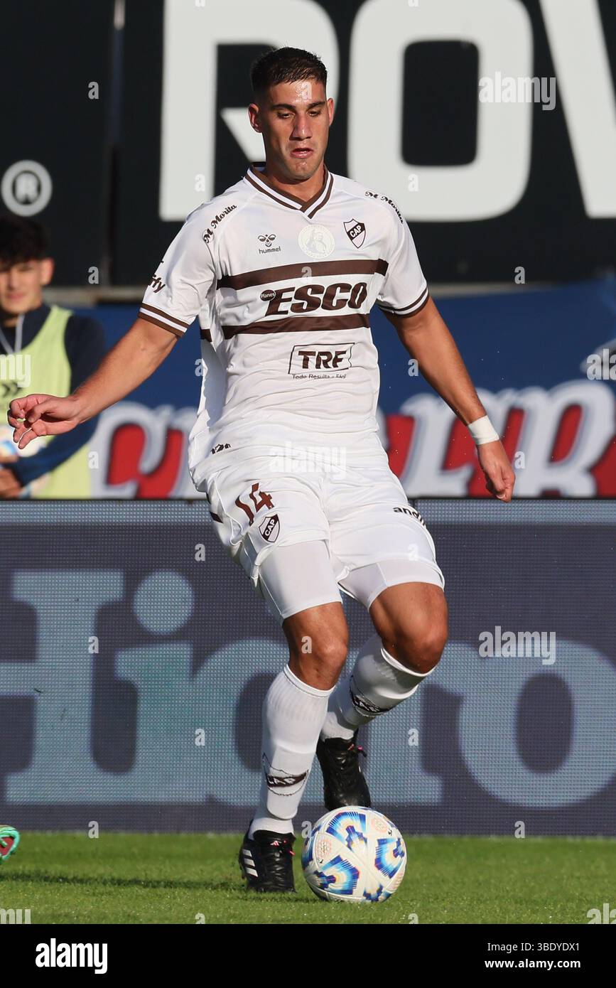 Platense's midfielder Leonel Picco looks on during the Argentine ...