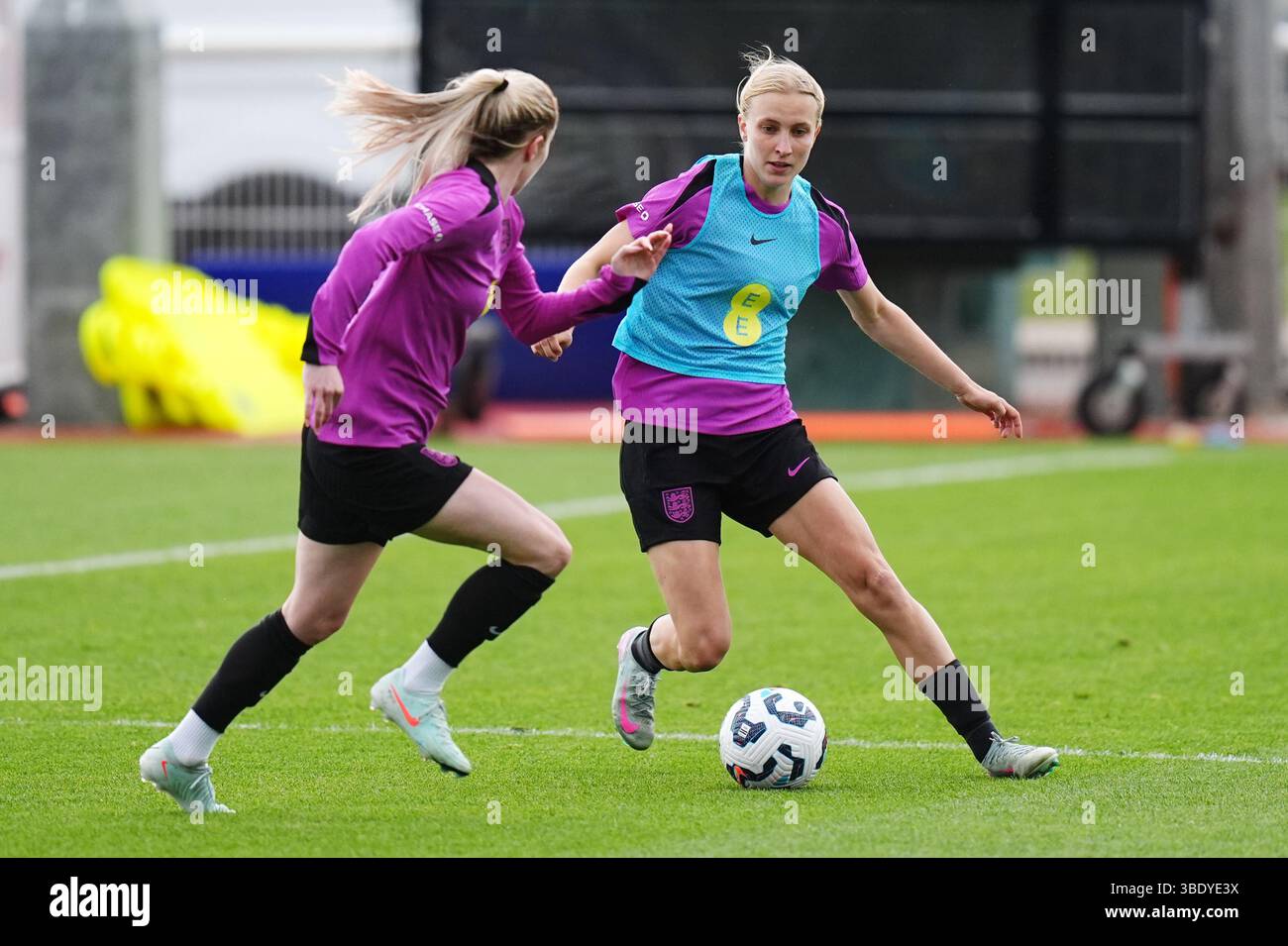 England's Aggie Beever-Jones (right) during a training session at St ...