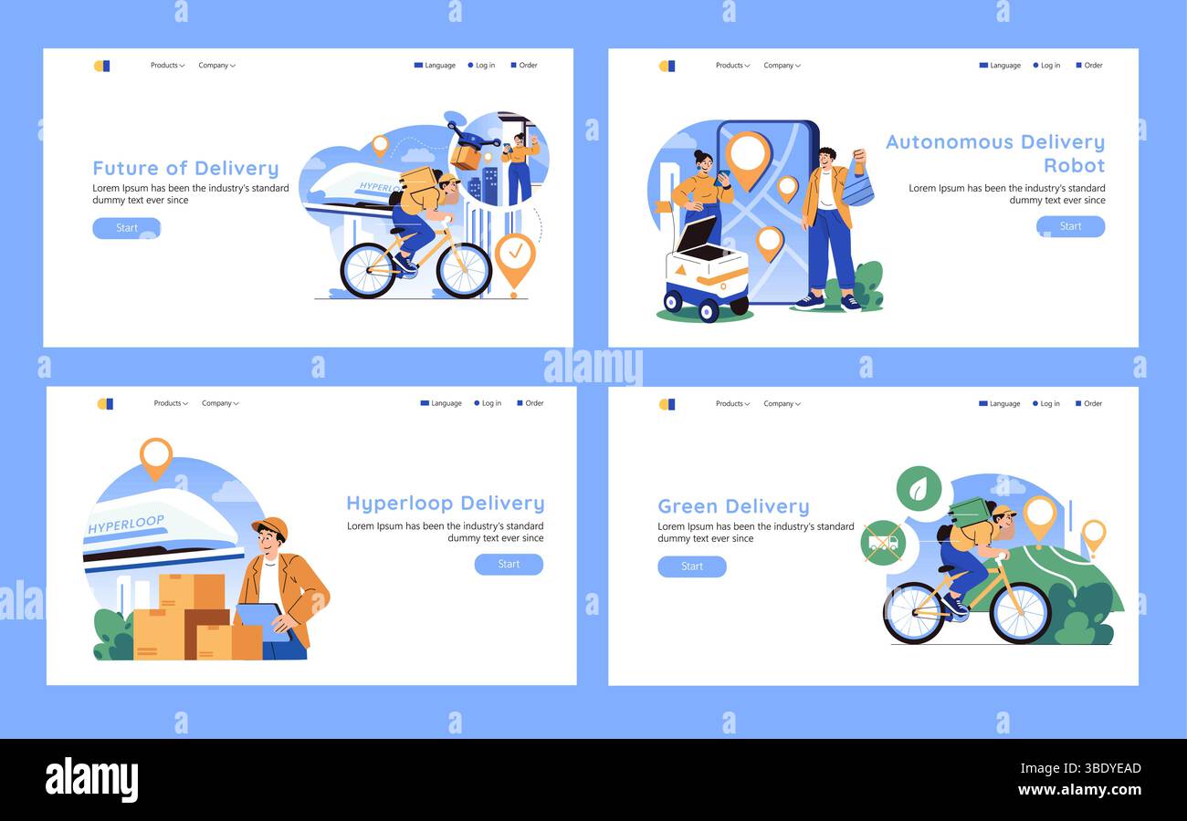 Future of Delivery set. Innovative solutions for parcel transport ...
