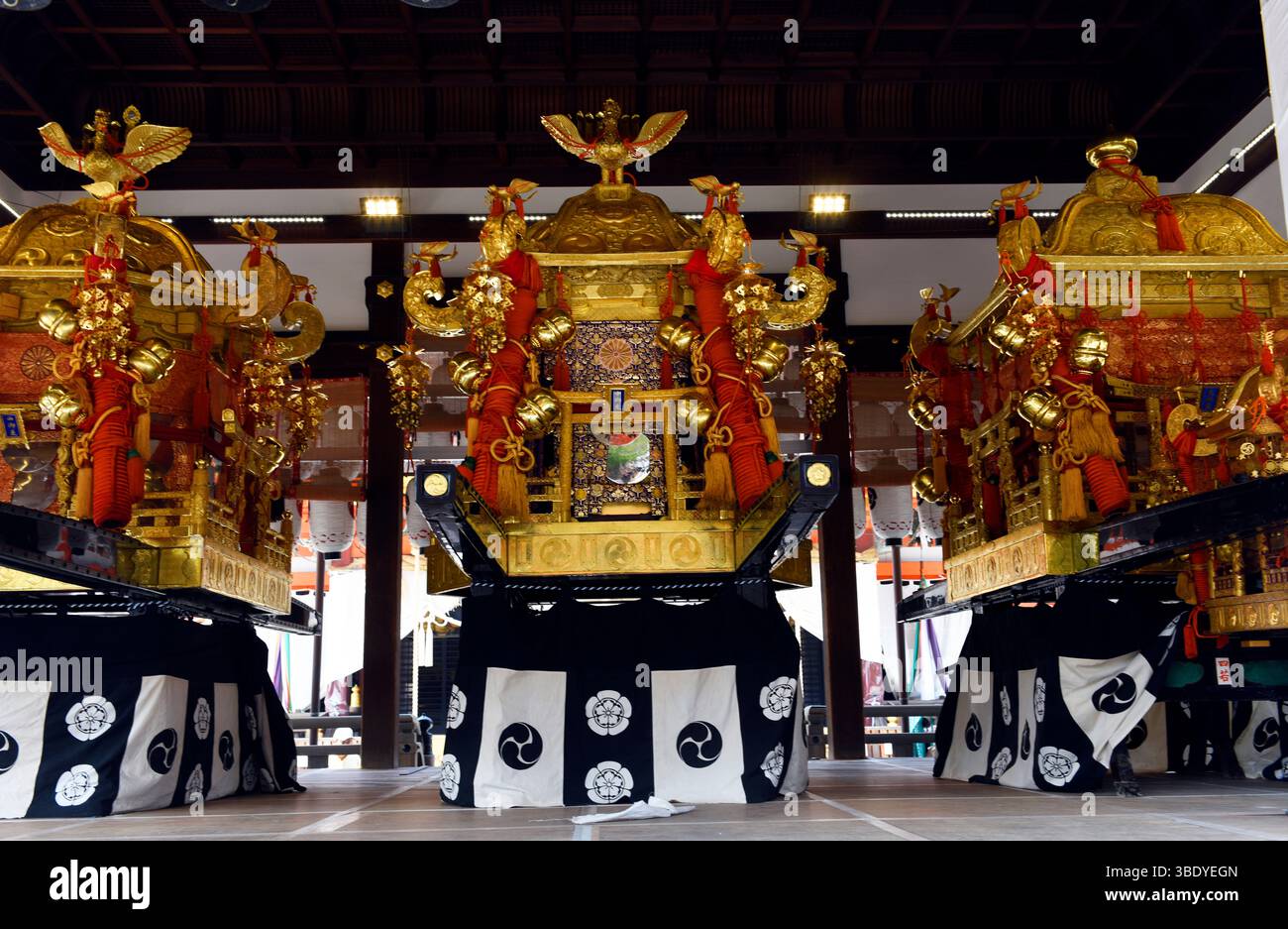 Mikoshi (portable shrines) at Yasaka shrine during Gion Matsuri,Kyoto ...