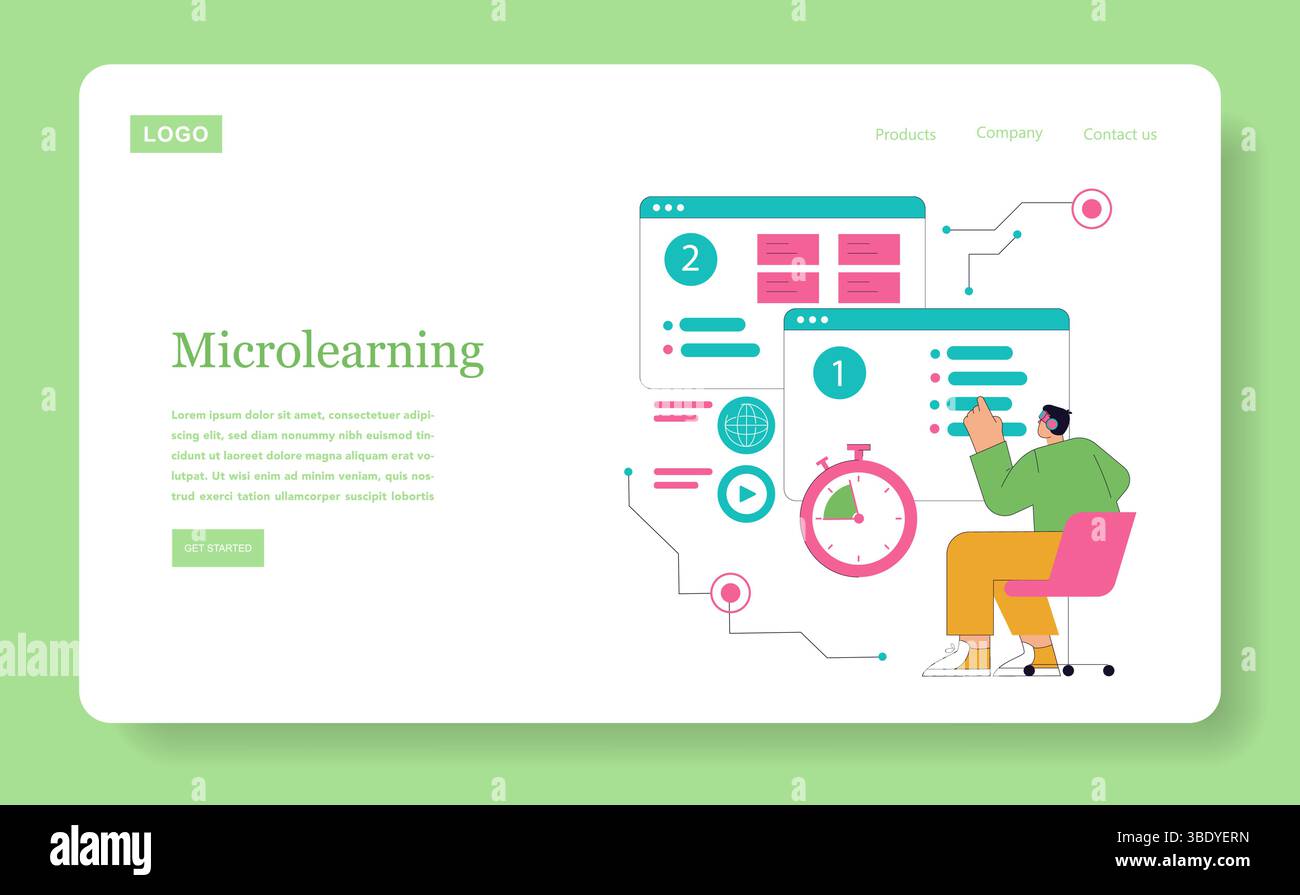 Microlearning illustration. Focused online learning experience using short modules. Visual ...