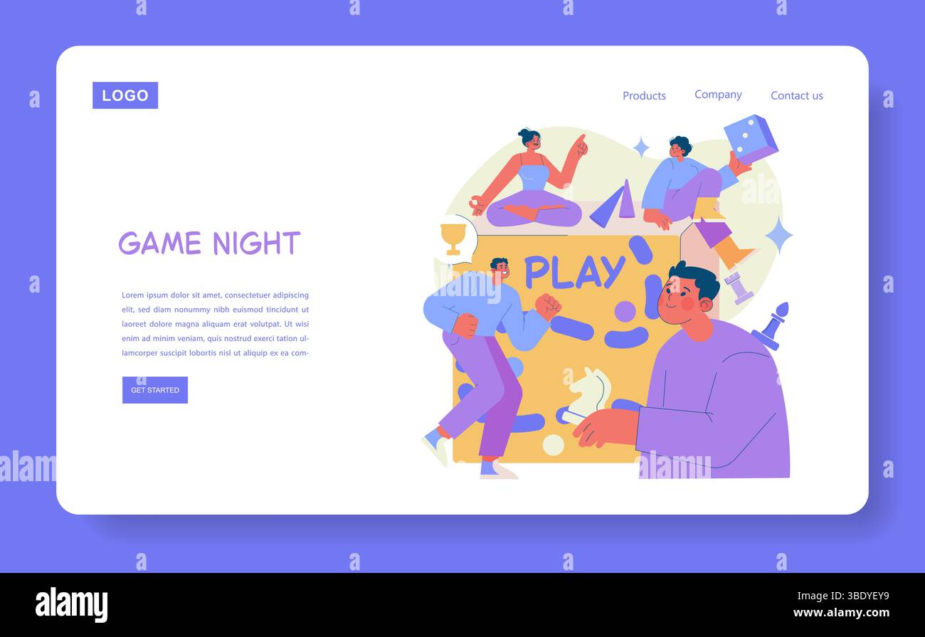 Vector illustration depicting a lively game night scene with animated ...