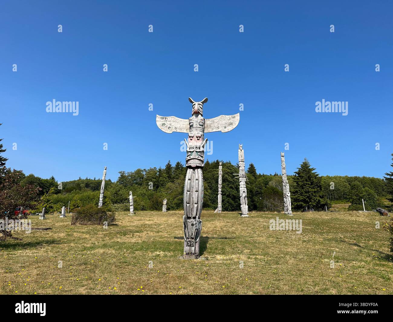 Namgis First Nation Totem poles, Namgis Burial Grounds, the Village of ...