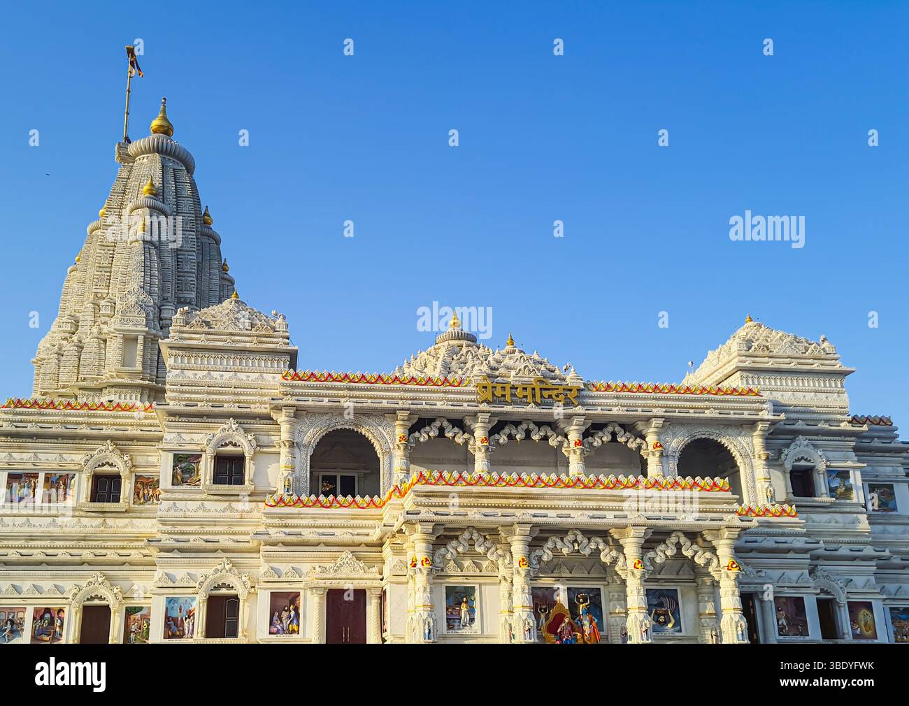 ancient white marble hindu temple unique architecture at dusk from flat ...