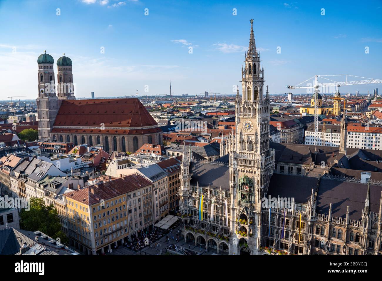 Panoramic View From The Tower Of St. Peter's Church Over Marienplatz ...