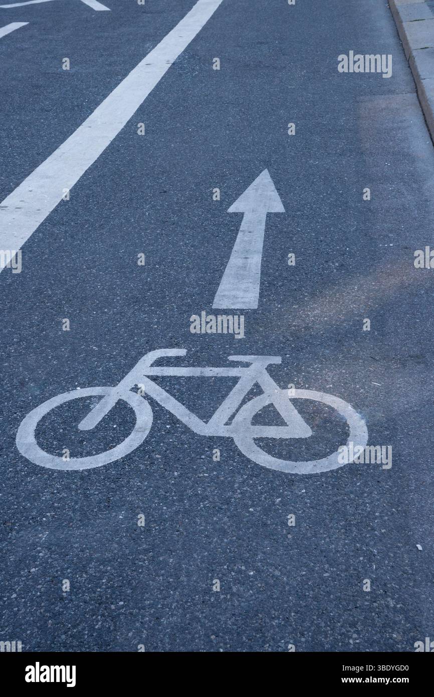 Pictogram For Cycle Highway Painted On The Road. Cycle Lane Stock Photo ...