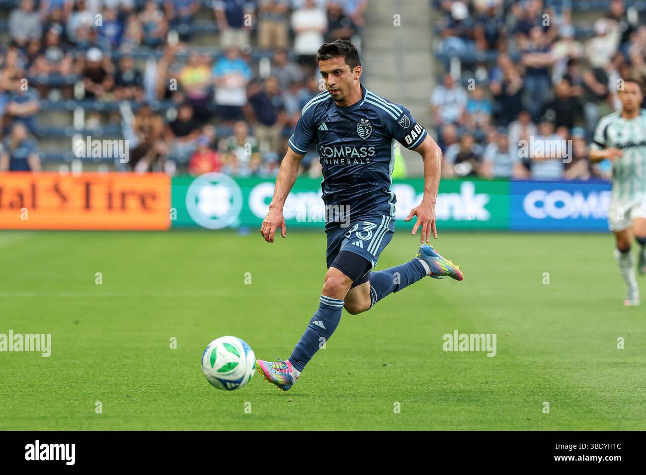 May 24, 2025: Sporting Kansas City forward Magomed Suleymanov (93) dribbles the ball against the ...