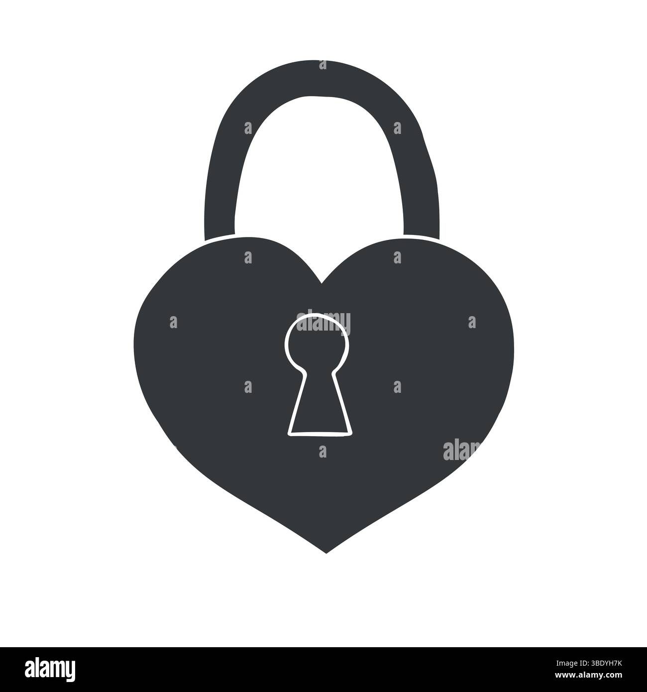 Vector hand drawn sketch doodle heart lock isolated on white background ...