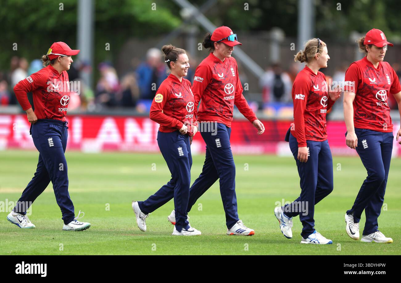 England players following victory in the Third Women's International ...