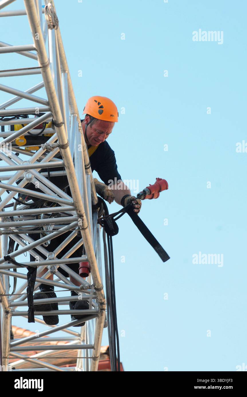 an Industrial climber or height worker working at great heights ...