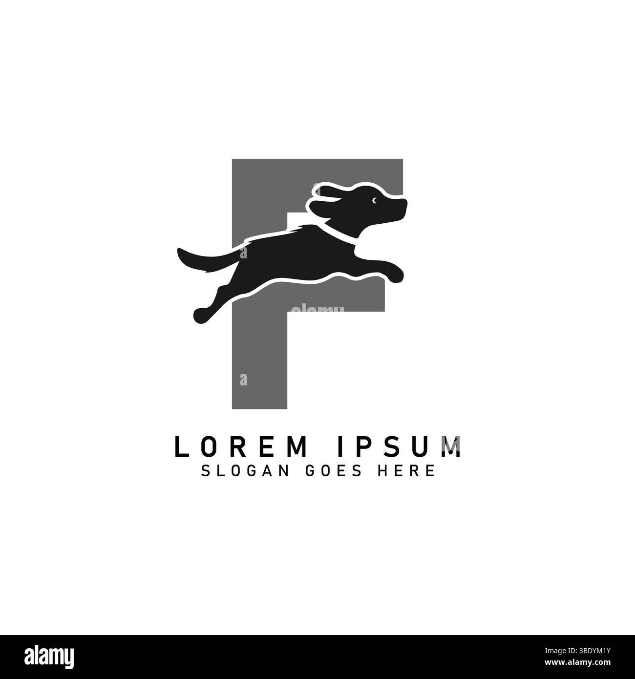 Initial Letter F Dog Logo. Alphabet F Dog Design vector illustration ...