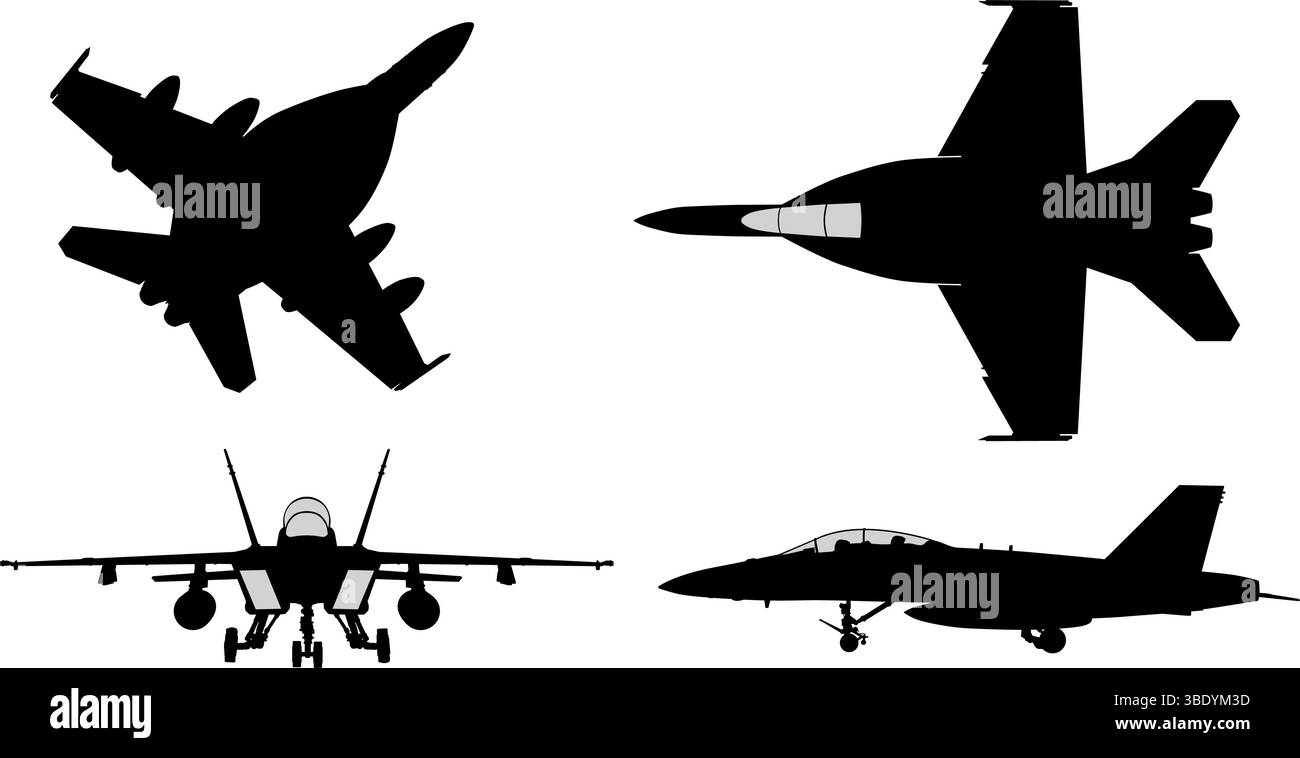 Military fighter jet vector silhouettes. EPS 8 Stock Vector Image & Art ...