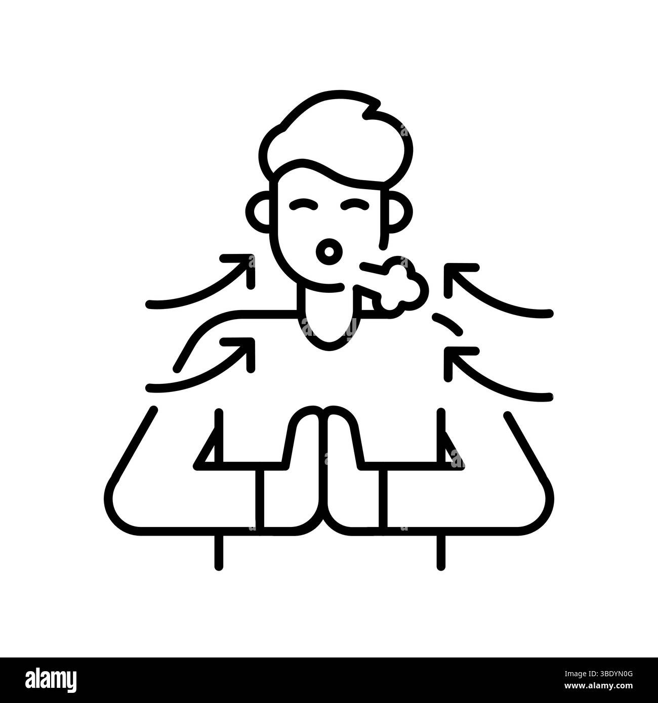 Breathwork black line icon for digital and print projects. Minimal ...
