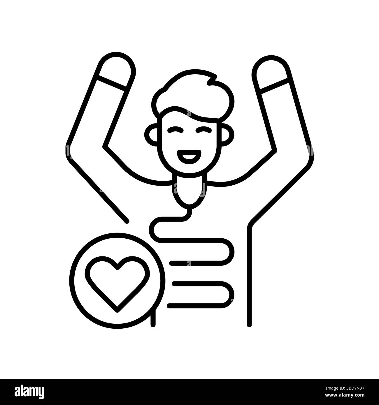 Gut health black line icon for digital and print projects. Minimal ...