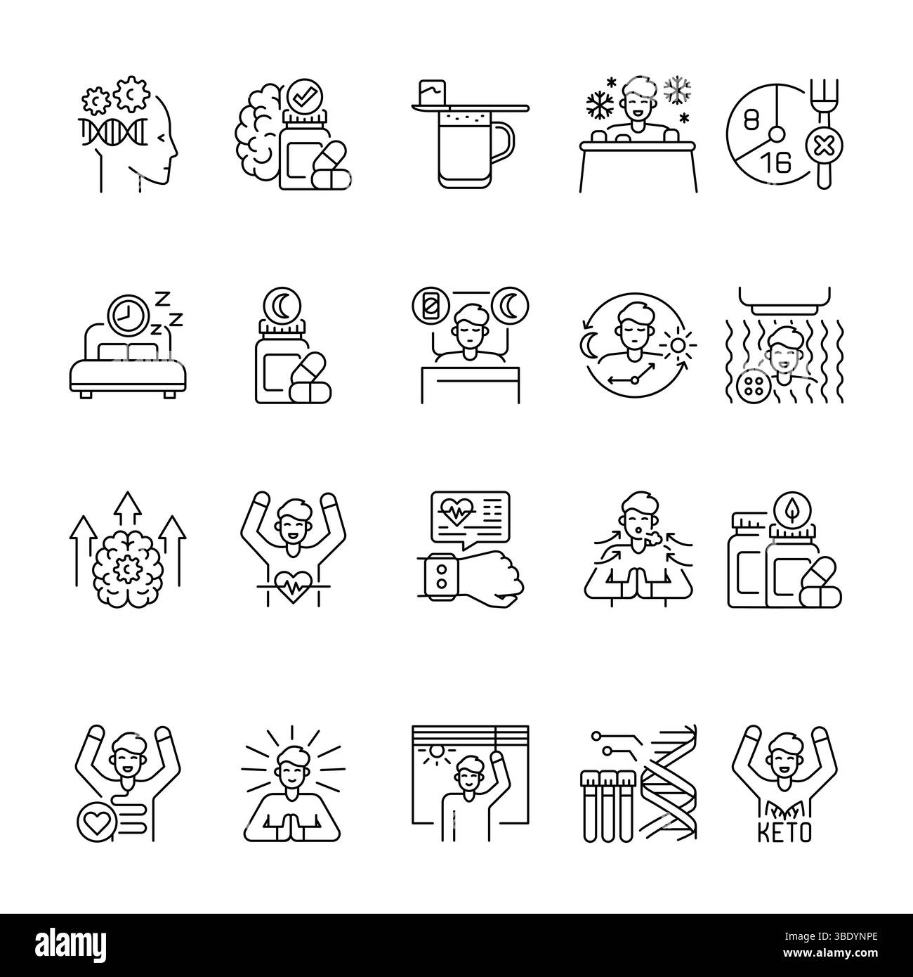 nutritionology black line icons set for digital and print projects ...