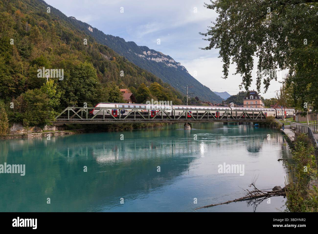 SBB IC 2000 push pull double deck Intercity train crossing the river ...