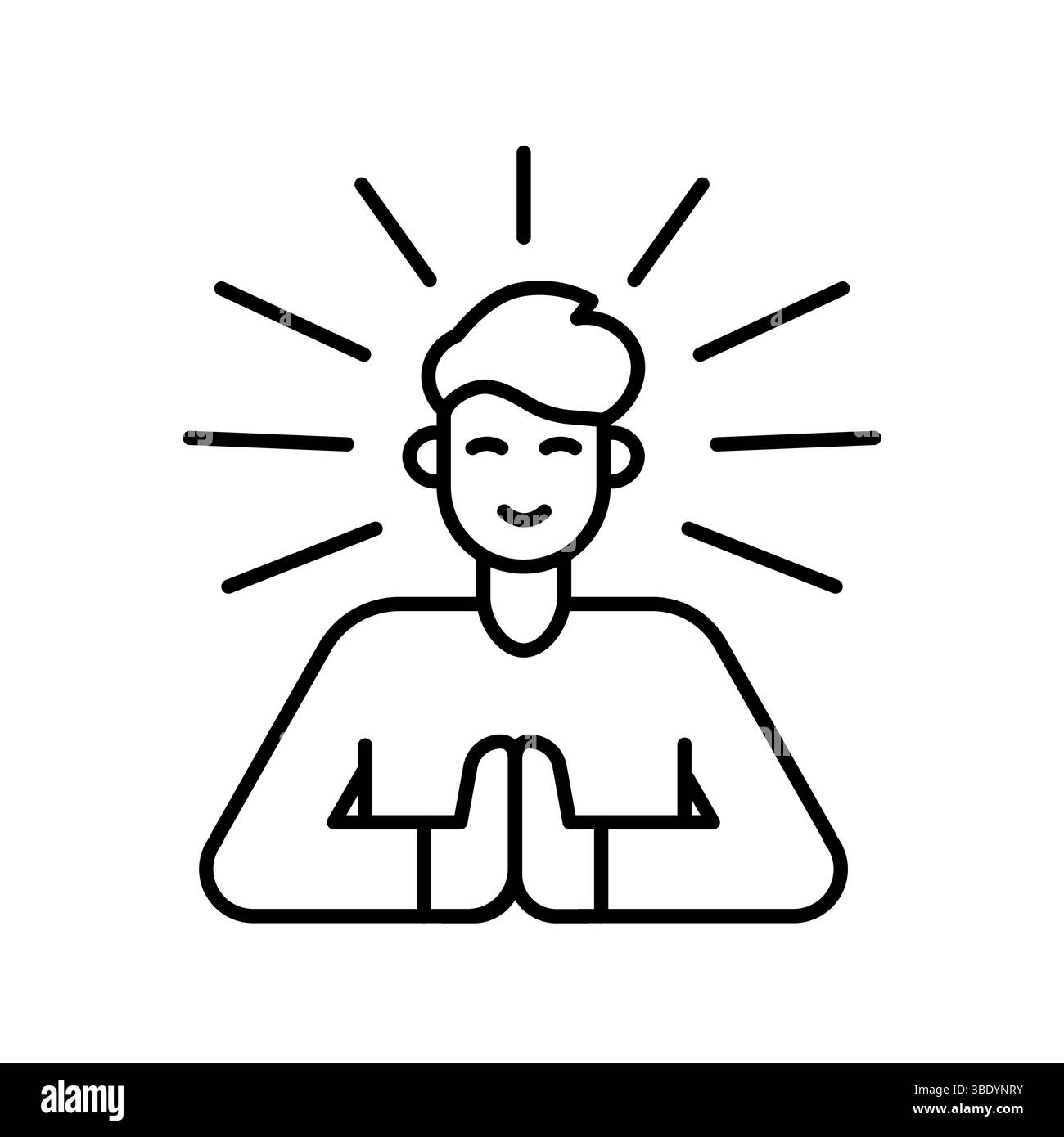 Mindfulness black line icon for digital and print projects. Minimal ...