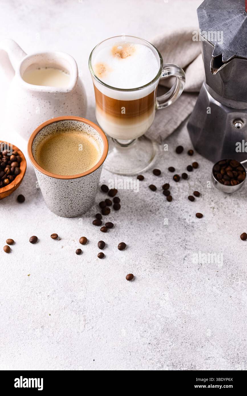 Espresso cappuccino different coffee hi-res stock photography and ...