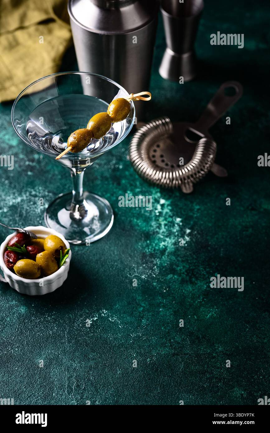 Traditional martini cocktail with olives and Stock Photo - Alamy