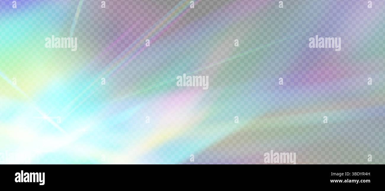Prism light flare with rainbow burst and iridescent glow. Abstract ...