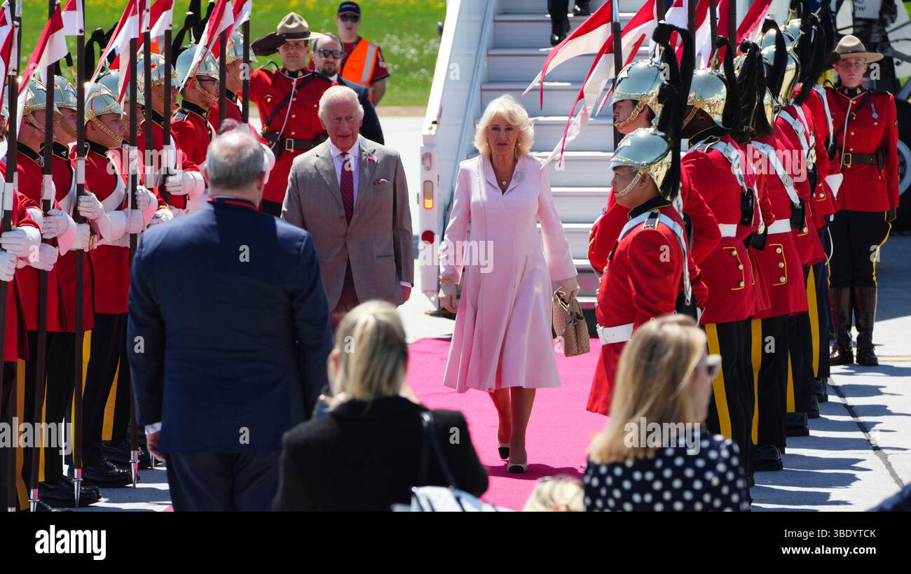 King Charles and Queen Camilla arrive at the Ottawa International Airport in Ottawa, Canada, for ...