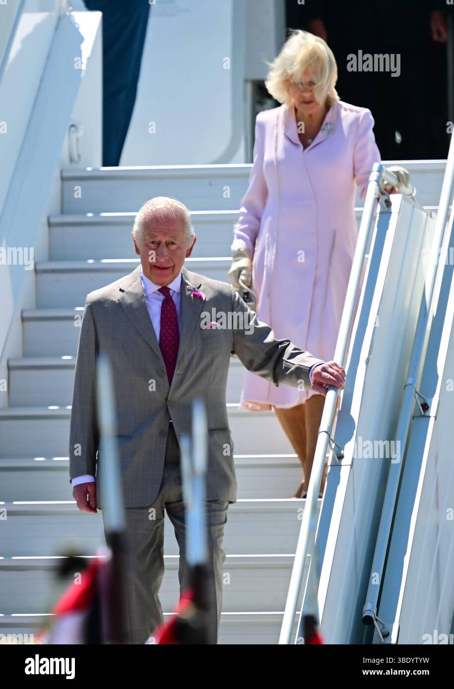 King Charles III and Queen Camilla as they arrive at Ottawa Airport for ...