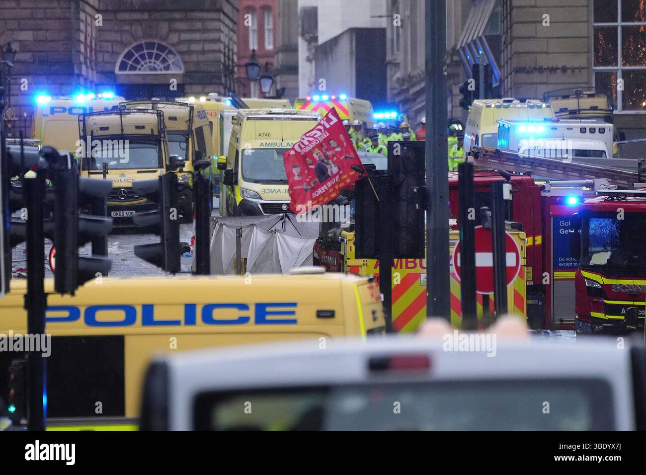 Police and emergency personnel deal with an incident near the Liver ...