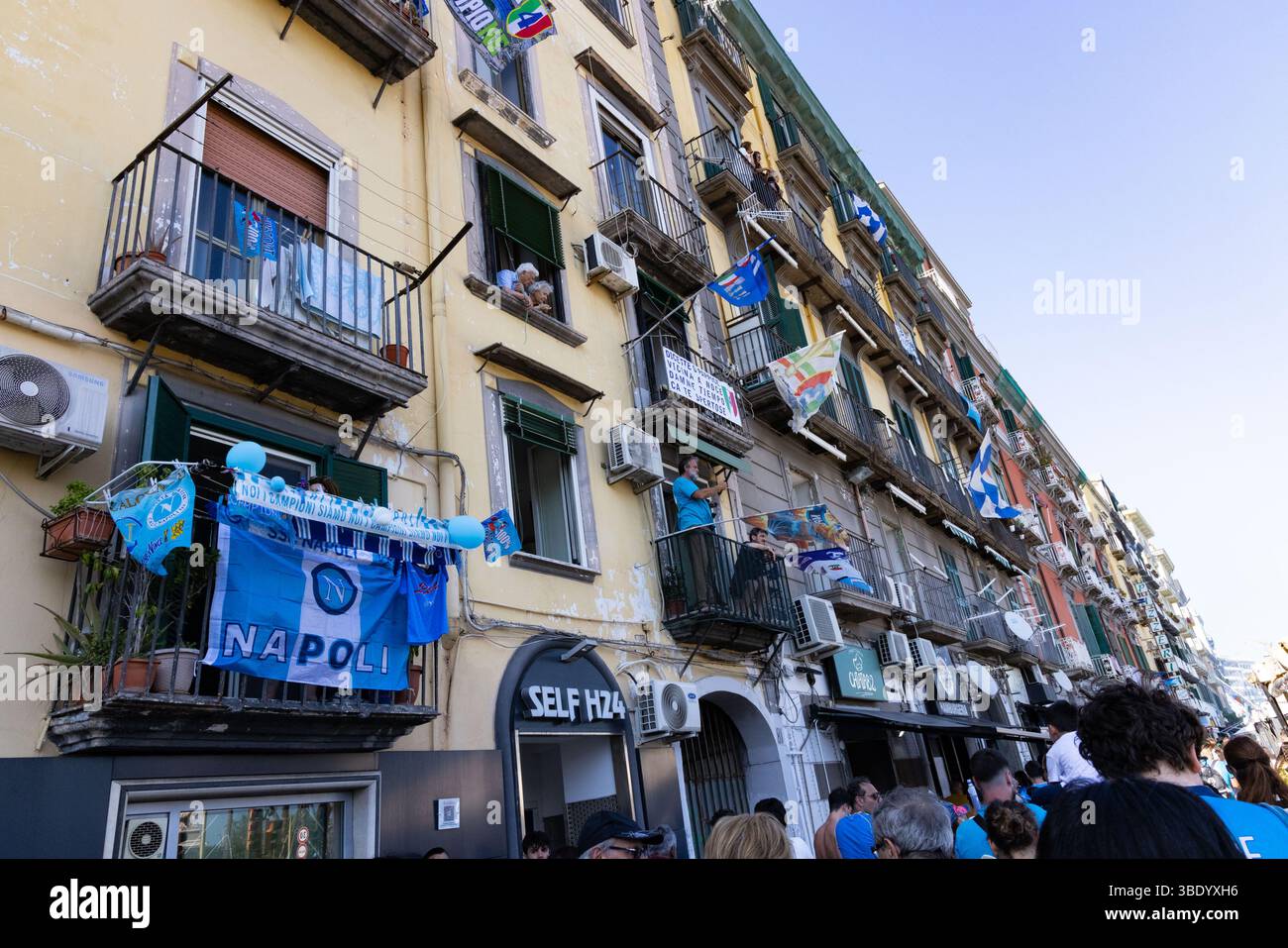 Naples, Italy. 26th May, 2025. SSC Napoli supporters attend the Serie A ...