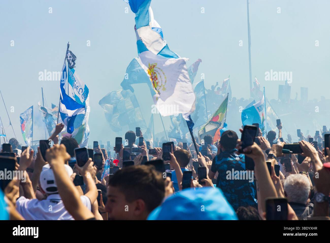 Naples, Italy. 26th May, 2025. SSC Napoli supporters attend the Serie A ...