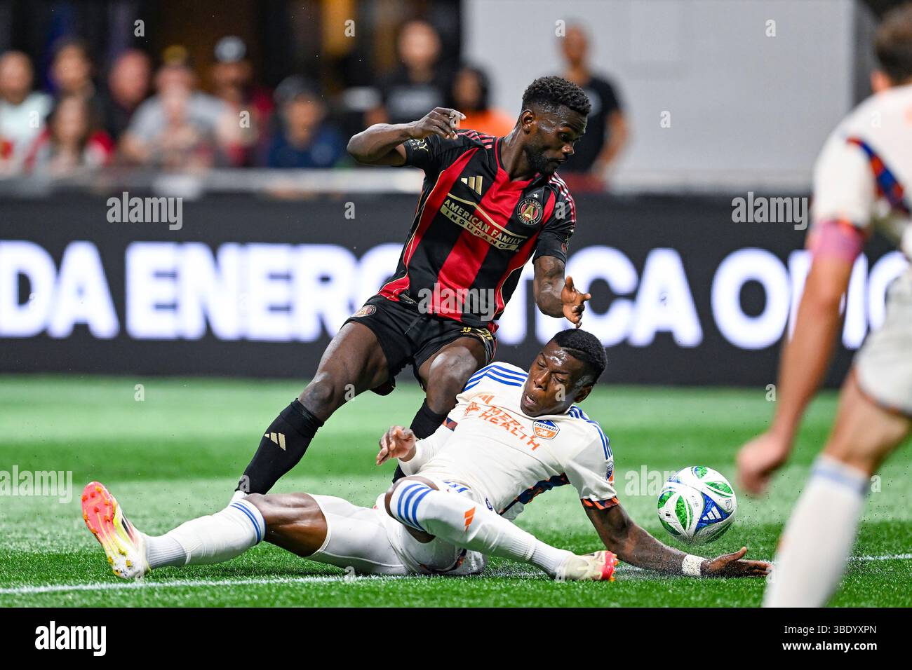 ATLANTA, GA – MAY 25: Emmanuel Latte Lath #19 of Atlanta receives a ...