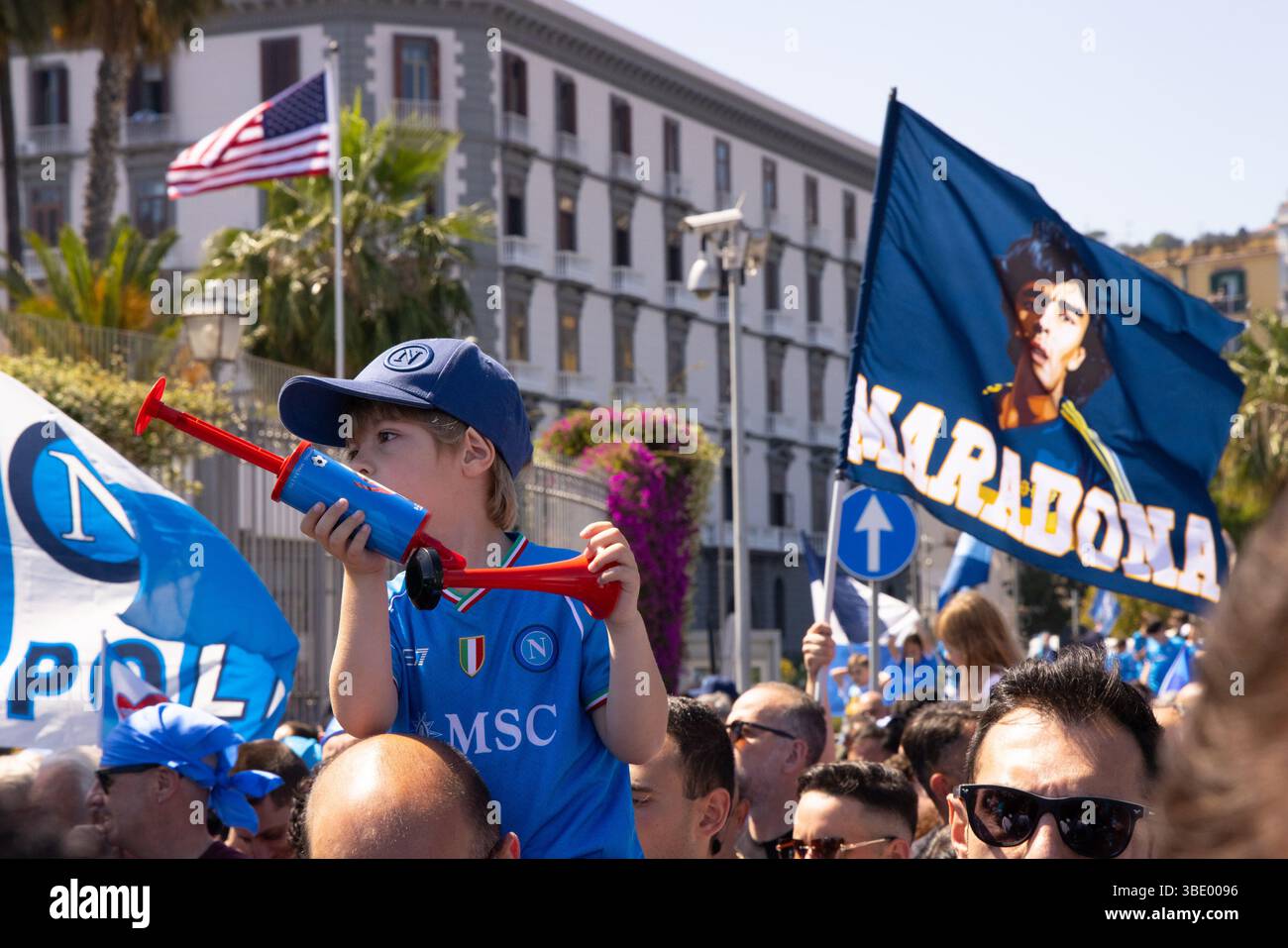 Naples, Italy. 26th May, 2025. SSC Napoli supporters attend the Serie A ...