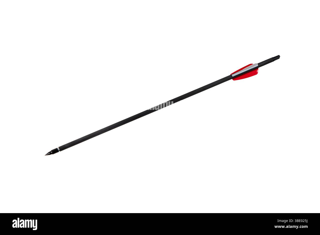 Single red and black crossbow bolt or arrow isolated on white ...